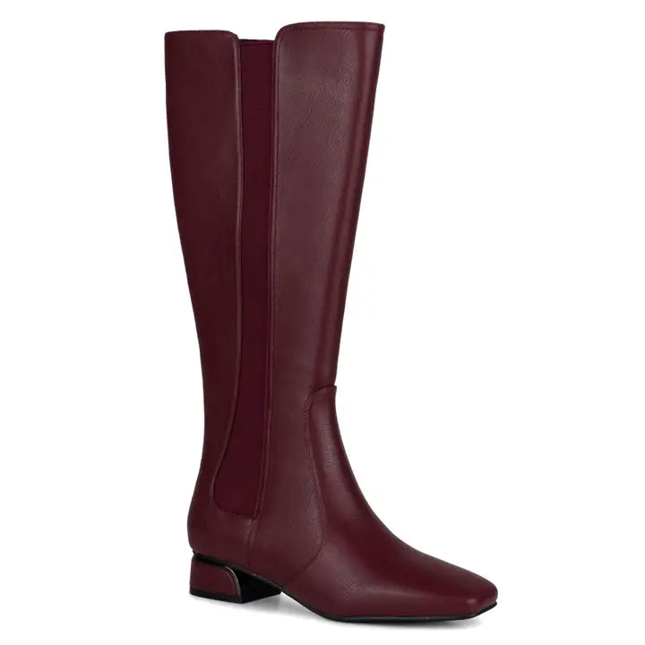 Eva Low Metallic Heel Tall Boot – Frankly Fabulous